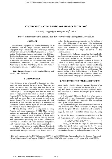 Pdf Countering Anti Forensics Of Median Filtering
