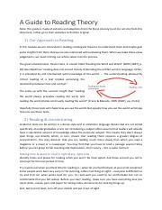 A Guide To Reading Theory Understanding And Evaluating Course Hero