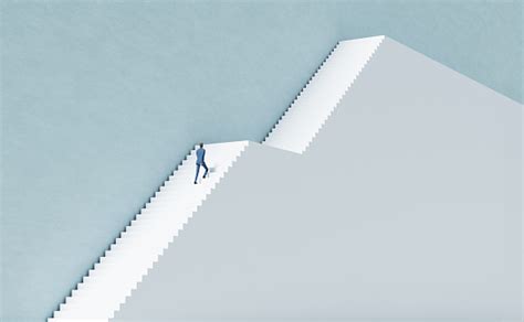 계단을 깨우는 성공적인 사업가 경력 전문 업적 경쟁 환경 개념 3d 렌더링 일러스트 레이 션 개념에 대한 스톡 사진 및 기타 이미지 Istock