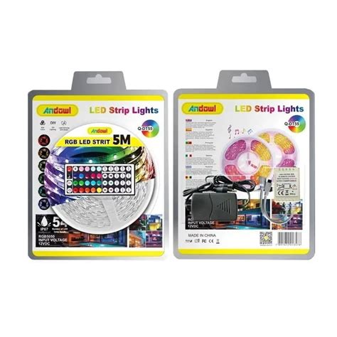 Andowl Waterproof Led Rgb M With Power Supply And Remote Control V Q Dt Led Strip Lights