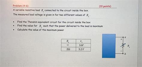 Solved 10 Points Problem 4 5 A Variable Resistive Load