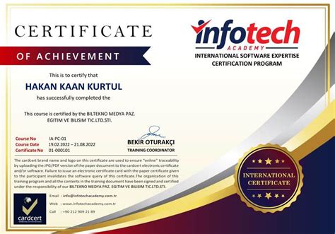 Infotech Academy Eğitim Sonrası Uluslararası Sertifikalar