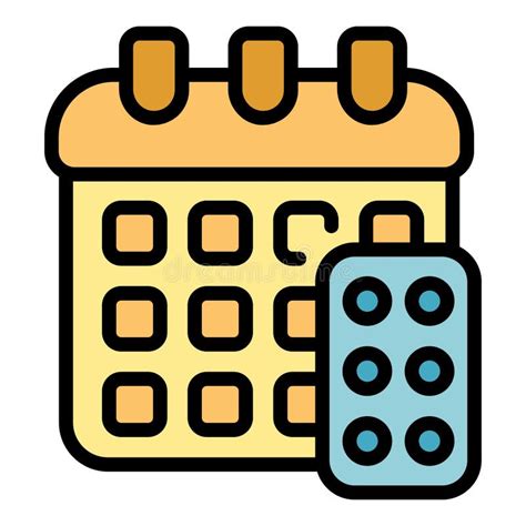 Contraception Calendar Pill Icon Vector Flat Stock Vector Illustration Of Outline Female