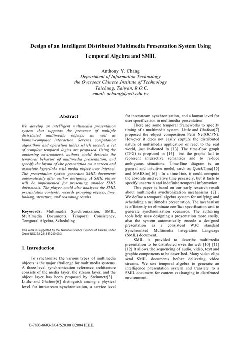 Pdf Design Of An Intelligent Distributed Multimedia Presentation System Using Temporal Algebra