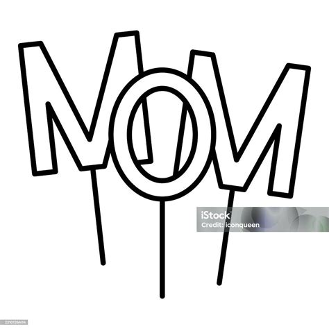 글자 엄마 스틱 얇은 선 아이콘 어머니의 날 개념 벽지 벡터 그래픽입니다 촛대는 흰색 배경 스타일 모바일 또는 디자인에 표시됩니다 거리표식에 대한 스톡 벡터 아트 및 기타