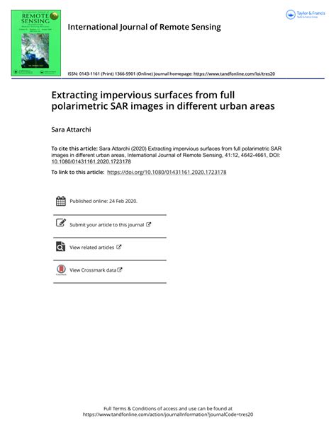 Pdf Extracting Impervious Surfaces From Full Polarimetric Sar Images In Different Urban Areas