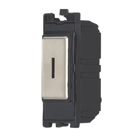 Contactum 20AX Grid DP Key Switch Brushed Steel With Black Inserts Screwfix