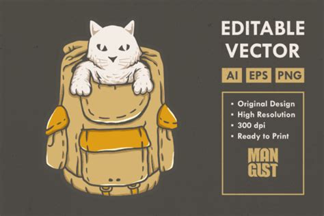 Cute Cat Backpack Graphic By Mangustudio Creative Fabrica