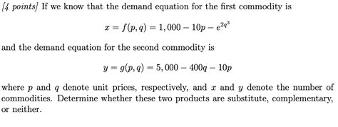 Solved Points If We Know That The Demand Equation For Chegg Com