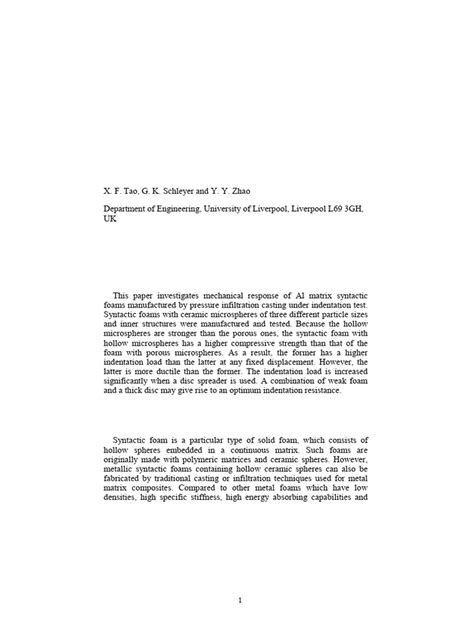 2009 Iutam Syntactic Foam Pdf Foam Fracture