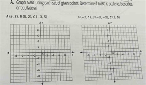 Solved A Graph ABC Using Each Set Of Given Points Determine If ABC Is Scalene Isosceles