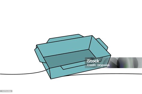 일회용 종이 햄버거 상자 한 줄 색깔의 연속 그림 빈 골판지 상자 테이크 아웃 음식을위한 가방 한 줄 다채로운 그림 0명에 대한 스톡 벡터 아트 및 기타 이미지 Istock