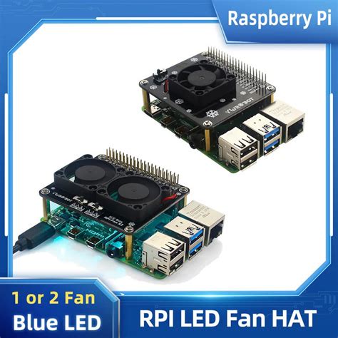 Raspberry Pi 4 Model B Gpio Extenstion Board Switch Cooling Fan Hat With Blue Led Single Dual