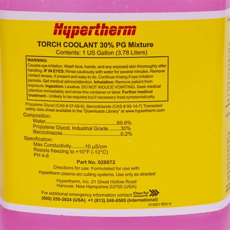 Hypertherm Torch Coolant Peddinghaus