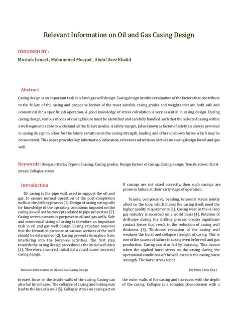 Casing Design Pdf Casing Borehole Strength Of Materials