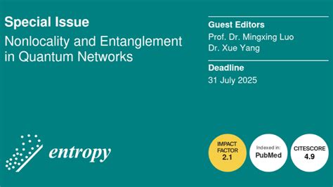 The New Special Issue Nonlocality And Entanglement In Quantum Networks Is Open For Submission