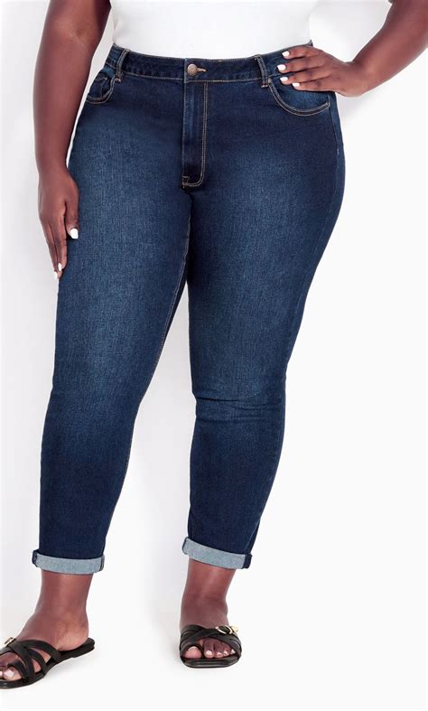 Avenue Womens Plus Size Girlfriend Fit Stretch Jeans Average