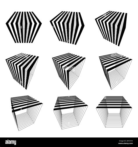 Collection Of Abstract Design Elements Composed Of Cubes Or Fragments