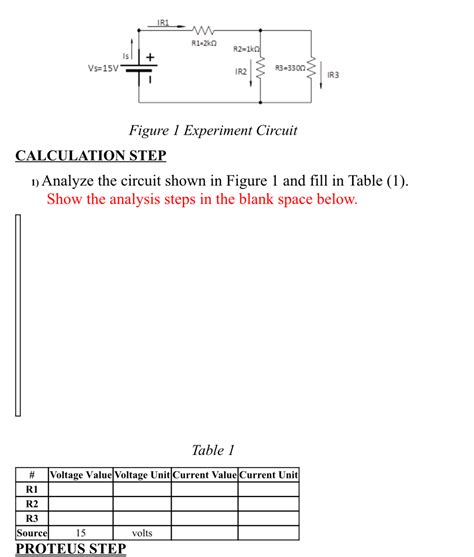 solved figure 1 experiment circuit calculation step analyze the