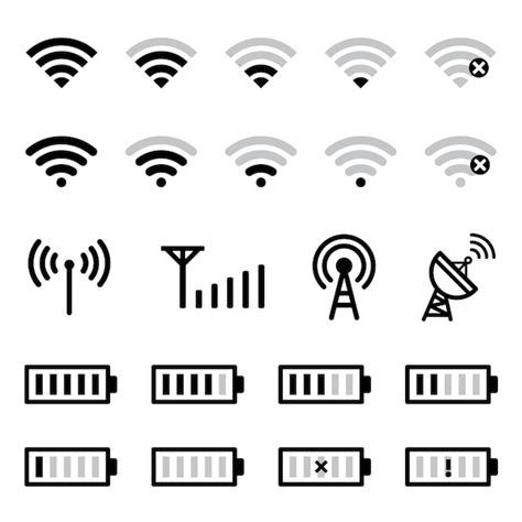 Premium Vector Mobile Signal Wifi And Battery Icons Perfect For Tech