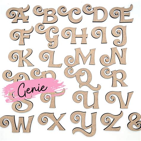 Small Genie Letter Script Letters Unfinished Letters Craft Letter Supplies Wood Cutouts