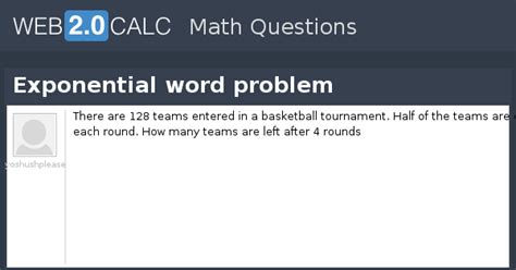 View Question Exponential Word Problem