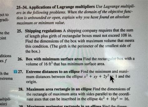 Solved 25 34 Applications Of Lagrange Multipliers Use