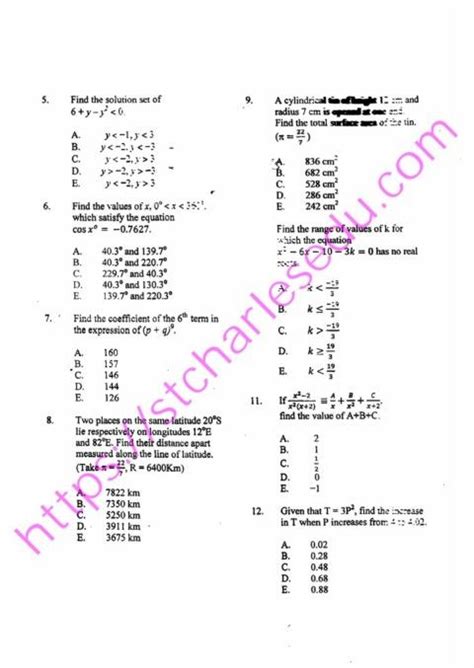 Free Neco Further Mathematics Past Questions And Answers