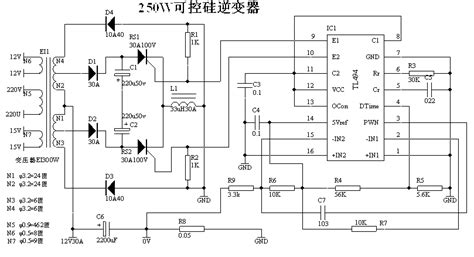 采用tl494的250w可控硅逆变电路 资料 电子爱好者
