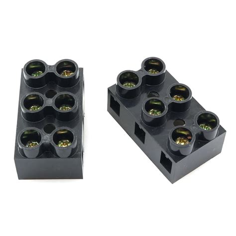 Rlecs 2pcs 500v 20a 3 Position Double Row Screw Terminal Block Dual Row