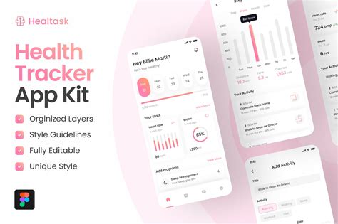 健康追踪器移动应用 App Ui Kit Fig 云瑞设计