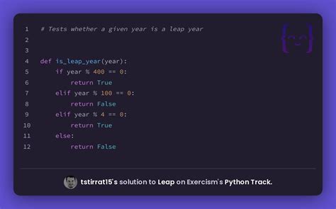 tstirrat15 s solution for leap in python on exercism