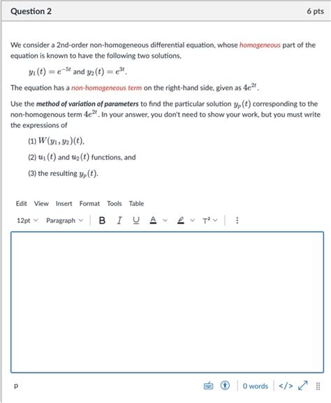 Solved We Consider A 2nd Order Non Homogeneous Differential