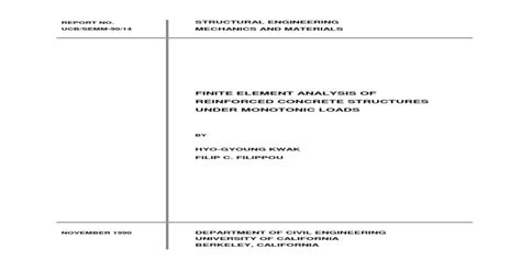 Pdf Finite Element Analysis Of Reinforced Concrete Structures