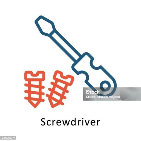 스크루 드라이버 벡터 윤곽선 두 가지 색상 작업중인 흰색 배경의 기호 Eps 10 파일 건설 기계류에 대한 스톡 벡터 아트 및 기타 이미지 건설 기계류 건설 산업