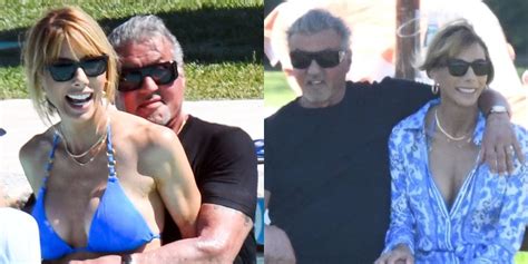 Sylvester Stallone And Wife Jennifer Flavin Cool Down In A Pool In Porto