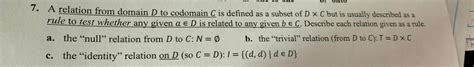 Solved 7 A Relation From Domain D To Codomain C Is Defined