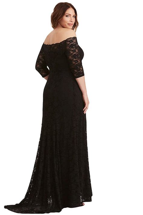 Hualong Black Off Shoulder Plus Size Maxi Dresses With Sleeves Online