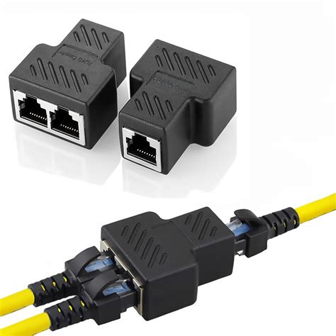 Rj45 Splitter Adapter 1 To 2 Network Connector Dual Lan Cable Extender
