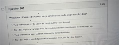 Solved What Is The Difference Between A Single Sample Z Test Chegg