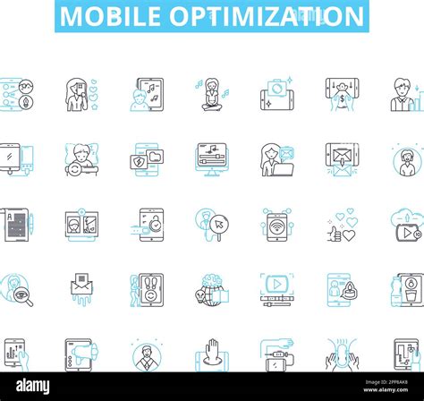 Mobile Optimization Linear Icons Set Responsiveness Compatibility Adaptability Streamlining