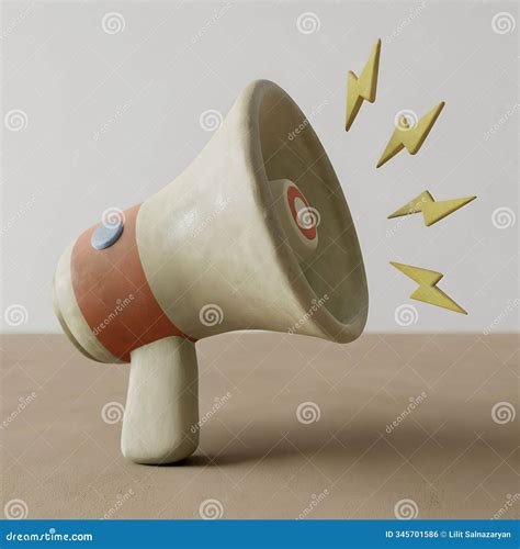 Cartoon Megaphone With Sound Waves For Communication And Announcement Concepts Stock