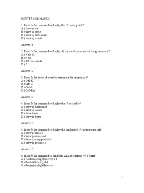 Ccna Cisco Ios Exam Router Commands Pdf Business