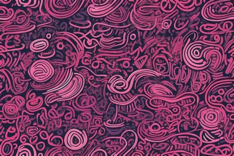 Premium Photo Fun Pink Line Doodle Seamless Pattern Creative Abstract Squiggle Style Drawing