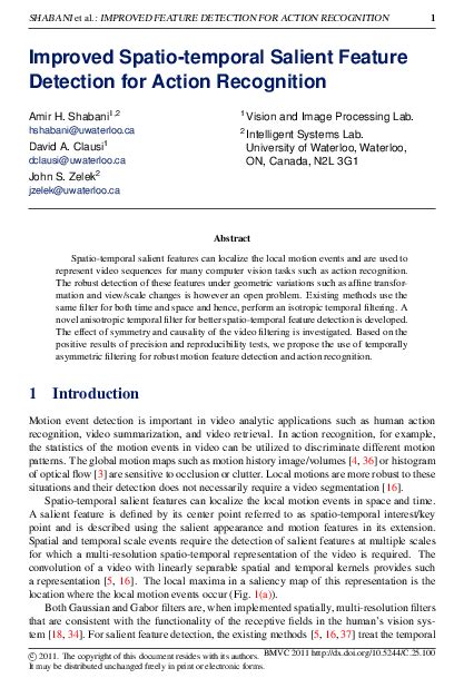 Pdf Improved Spatio Temporal Salient Feature Detection For Action Recognition