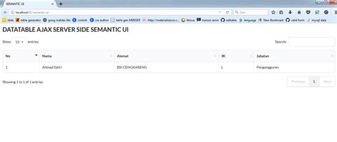 Datatable Ajax Server Side Semantic Ui