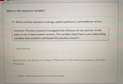 Solved What Is The Response Variable Illness Severity
