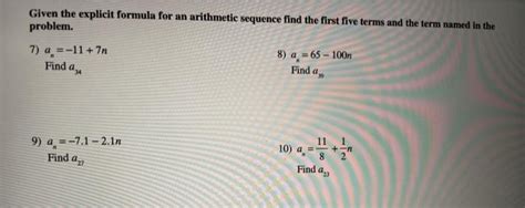 Solved Given The Explicit Formula For An Arithmetic Sequence