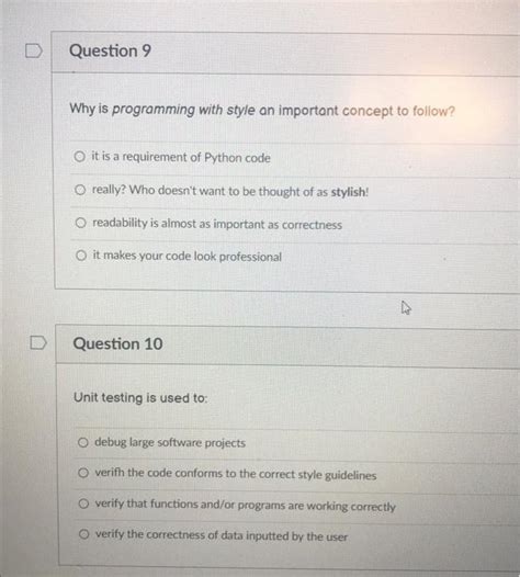 Solved D Question 9 Why Is Programming With Style An