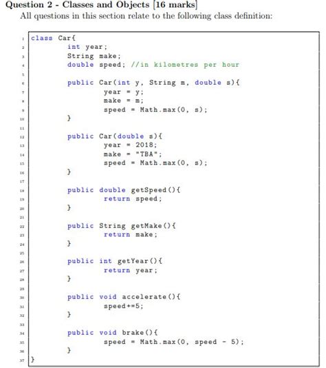 Solved Question 2 Classes And Objects 16 Marks All
